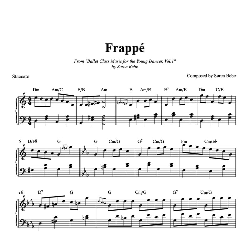 Frappé | Piano Sheet Music for Children's Ballet Class | by Søren Bebe