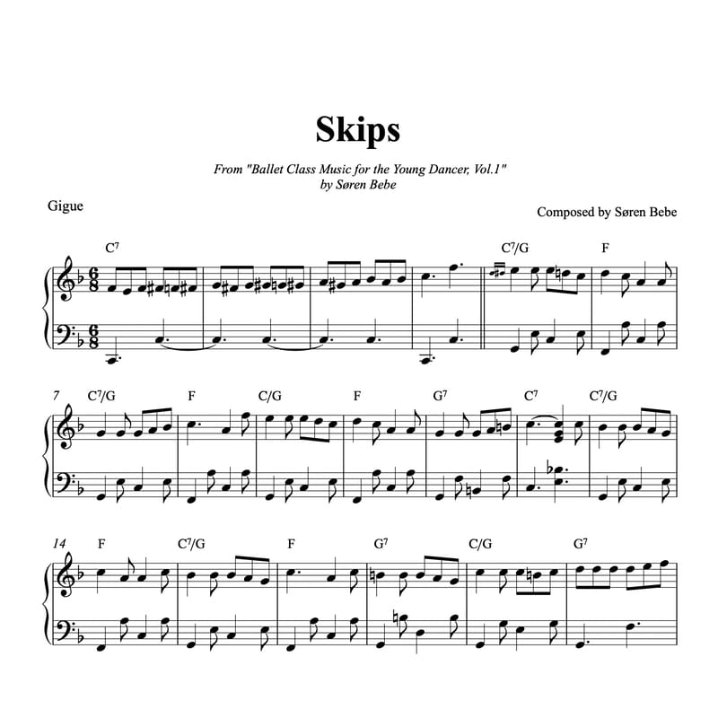 Skips - Piano Sheet Music for Children's Ballet Class (PDF)