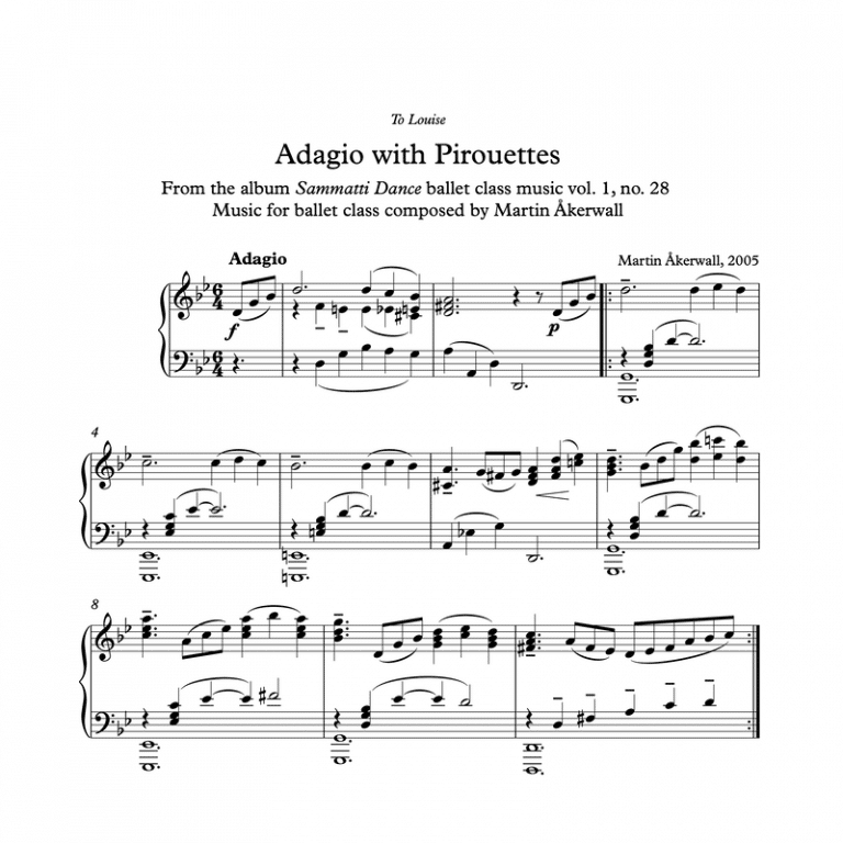 Adagio with pirouettes - sheet music for ballet class by Martin Åkerwall