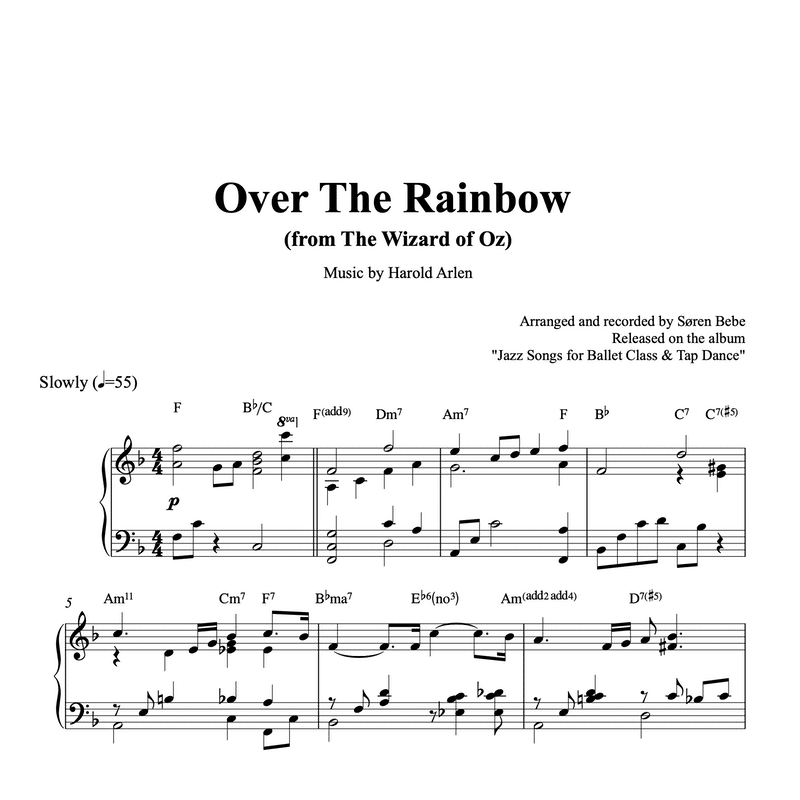 Over The Rainbow Adagio Jazz Music For Ballet Class sheet Music Over The Rainbow Adagio Jazz Music For Ballet Class sheet Music