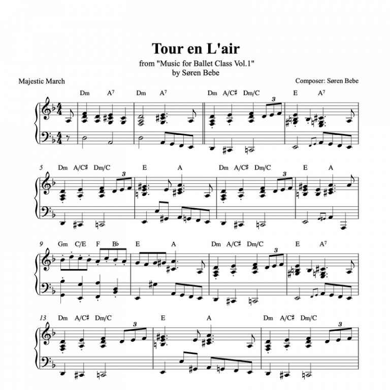 Complete Sheet Music for "Music for Ballet Class Vol . 1" by Søren Bebe