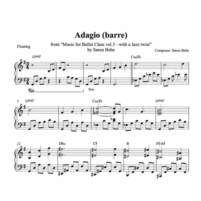 Adagio (barre) | Sheet Music for Ballet Class (PDF) | by Søren Bebe