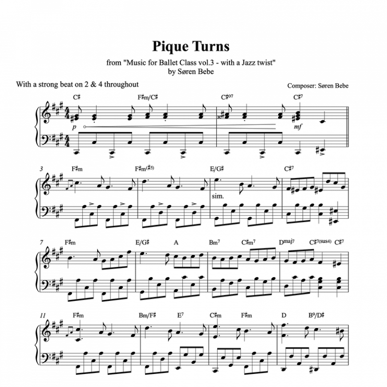 Complete Score For Music For Ballet Class Vol 3 By Søren Bebe