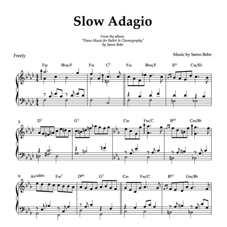 Slow Adagio | by Søren Bebe | piano sheet music - 2 pages (PDF)