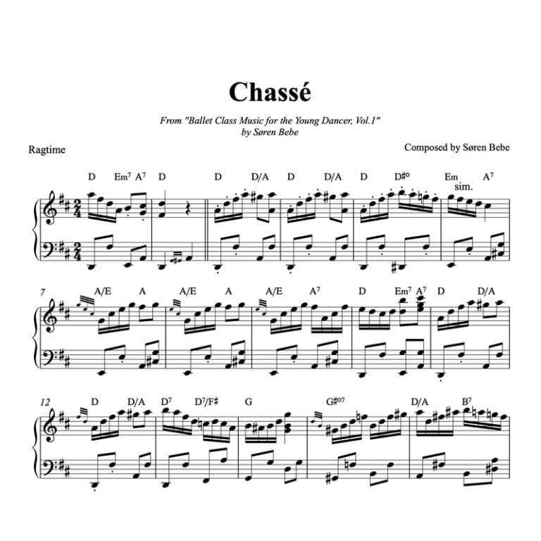 Chassé | Piano Sheet Music for Ballet Class | by Søren Bebe