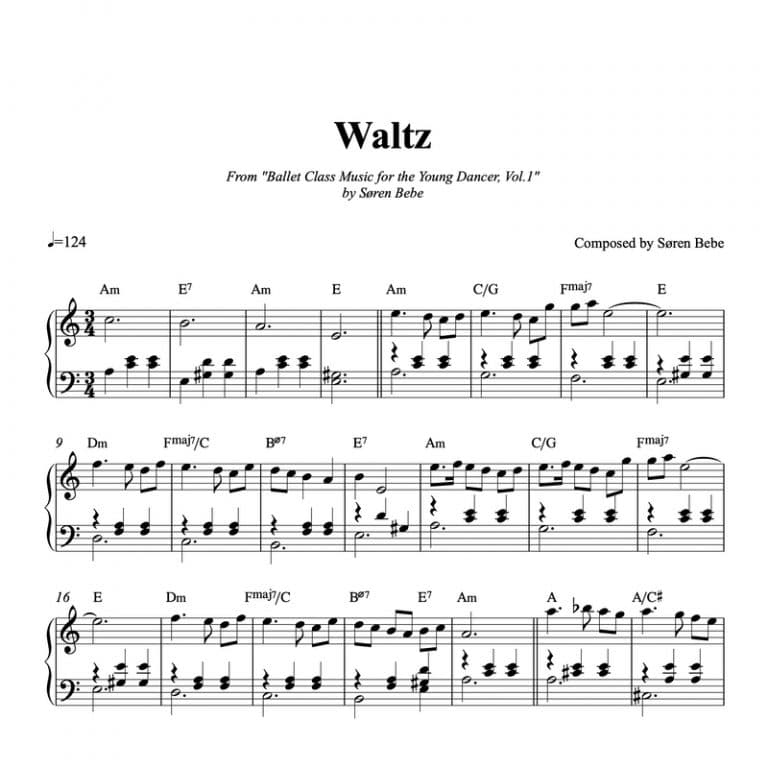 Waltz | Piano Sheet Music for Children's Ballet Class | by Søren Bebe