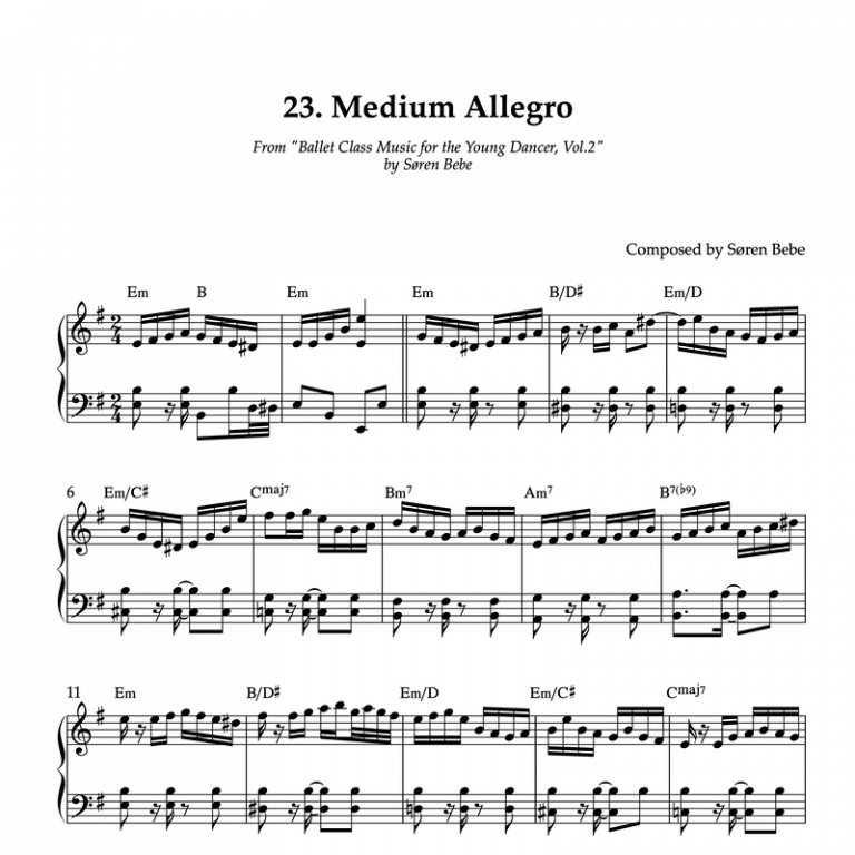 MEDIUM ALLEGRO | Piano Sheet Music for Children's Ballet Class (PDF)