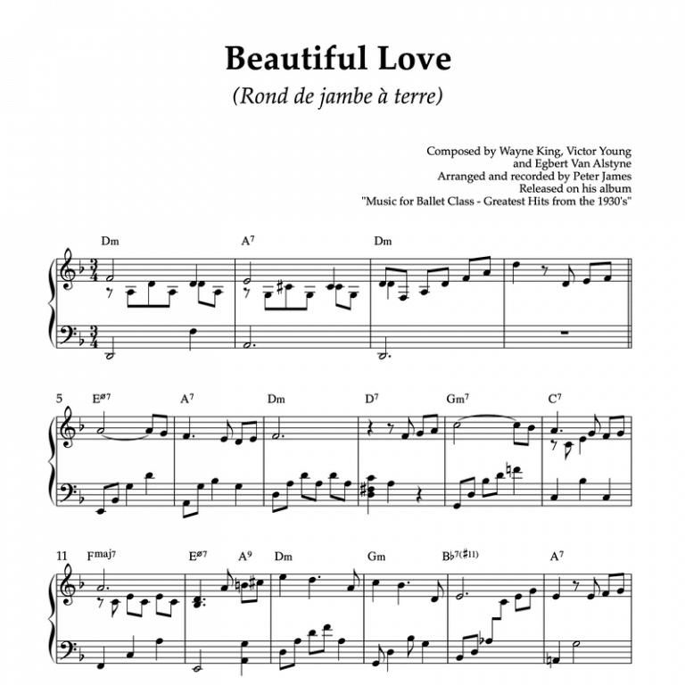 Beautiful Love (Rond de jambe à terre) | Sheet Music for Ballet Class