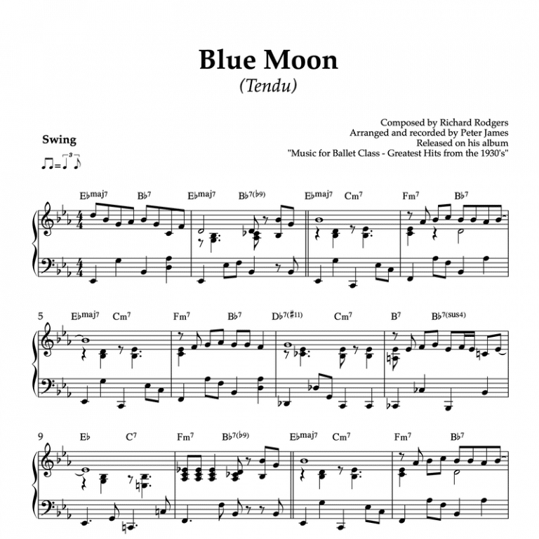 Blue Moon (Tendu) | Piano Sheet Music for Ballet Class (PDF)