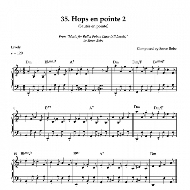"Hops en pointe 2 (Sautés en pointe)" | Piano Ballet Class Sheet Music