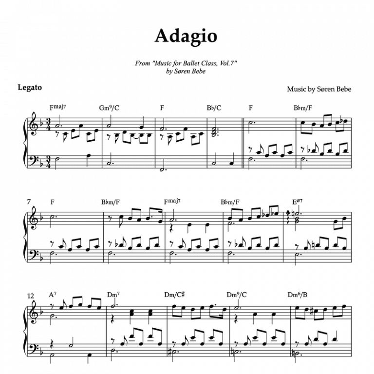 Adagio (3/4) | Music for Ballet Class Vol.7 by Søren Bebe (PDF)